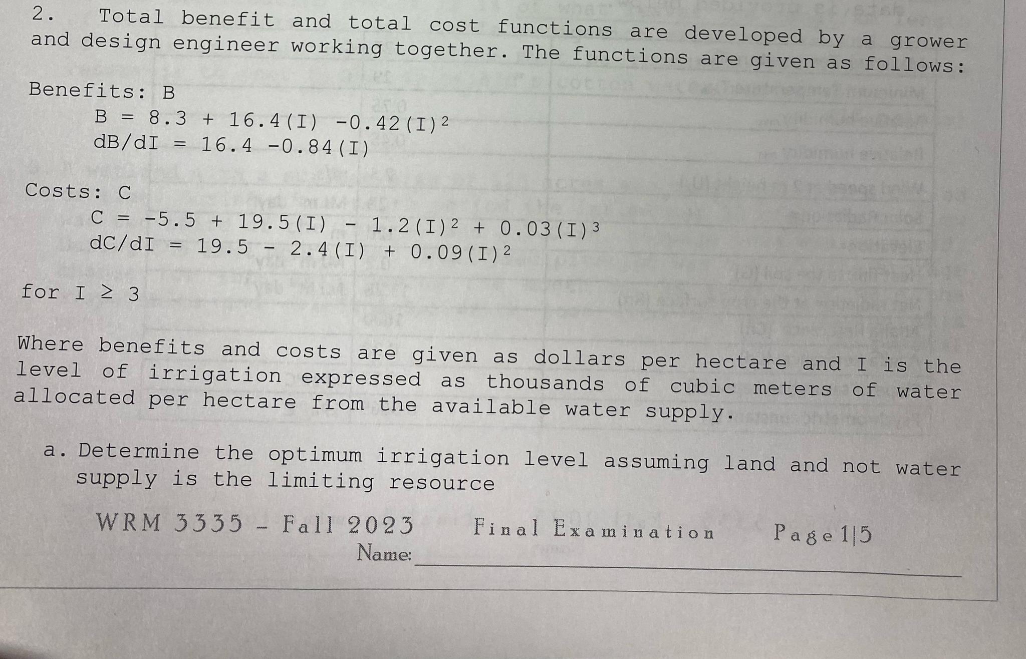 Solved Total benefit and total cost functions are developed | Chegg.com