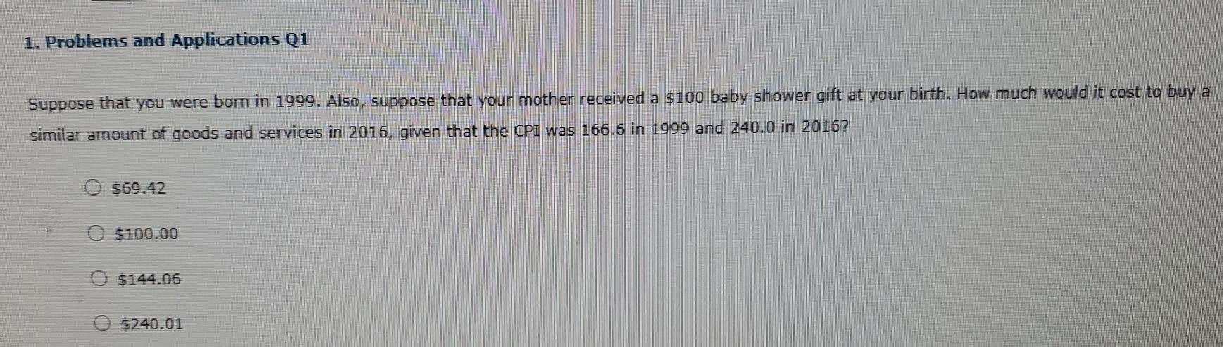 Solved 1. Problems and Applications Q1 Suppose that you were | Chegg.com