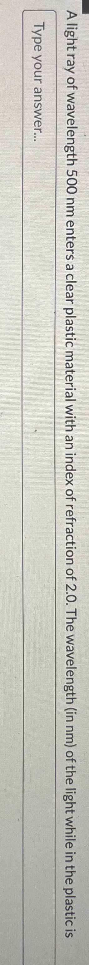 Solved A light ray of wavelength 500nm ﻿enters a clear | Chegg.com