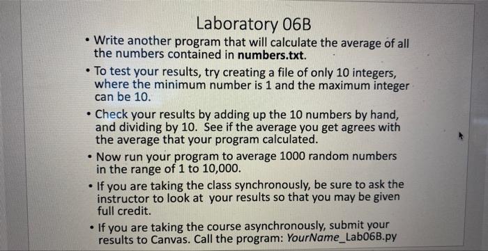 Solved Laboratory 06A - Create a file of 100 random numbers | Chegg.com