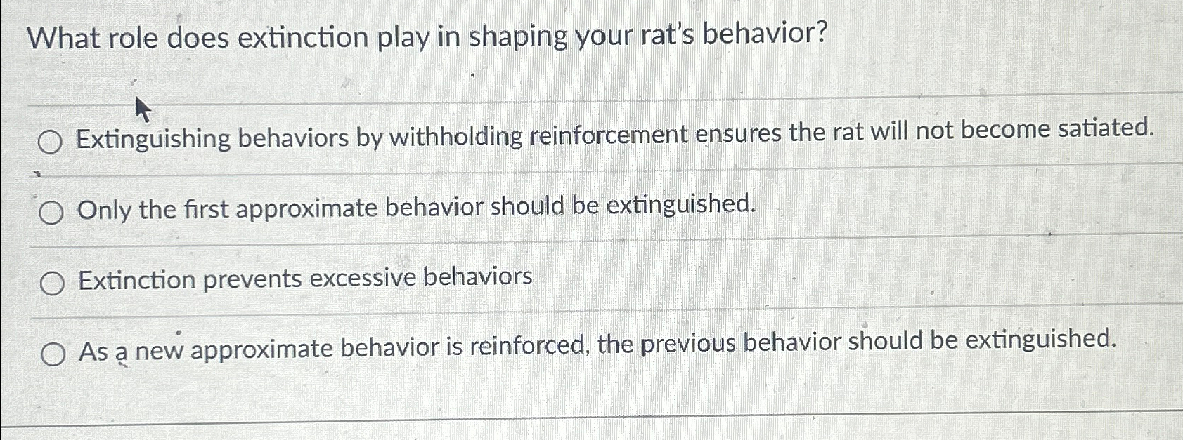 Solved What role does extinction play in shaping your rat's | Chegg.com