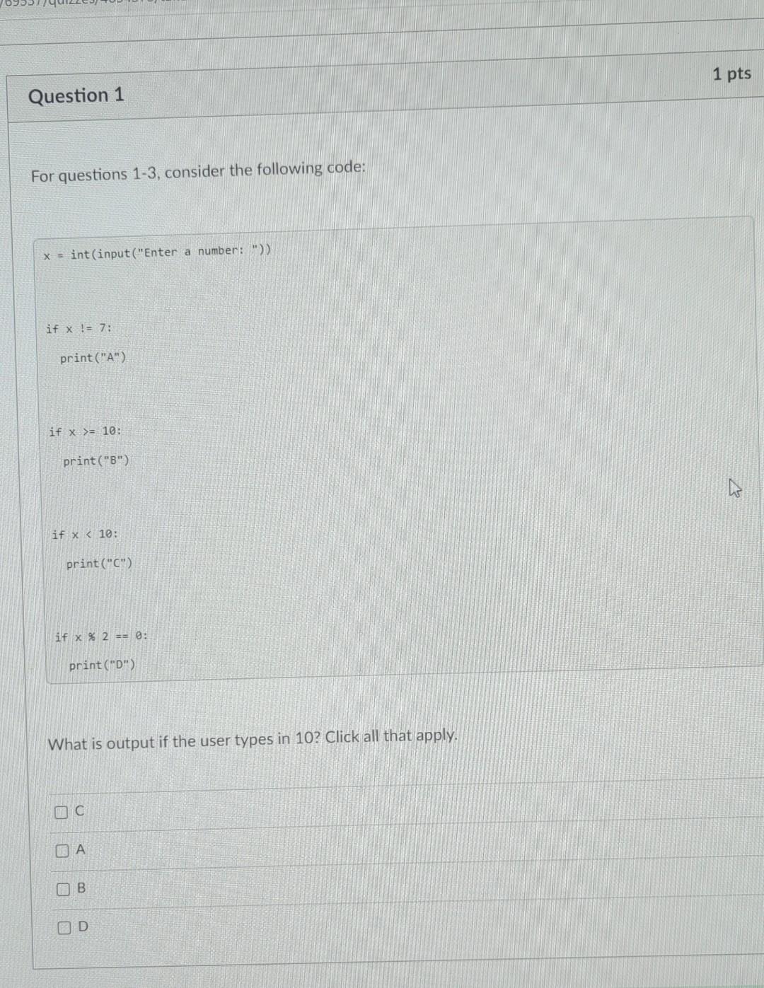 Solved For questions 1-3, consider the following code: | Chegg.com Solved For questions 1-3, consider the following code: | Chegg.com