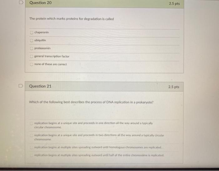 Solved D Question 20 2.5 pts The protein which marks | Chegg.com