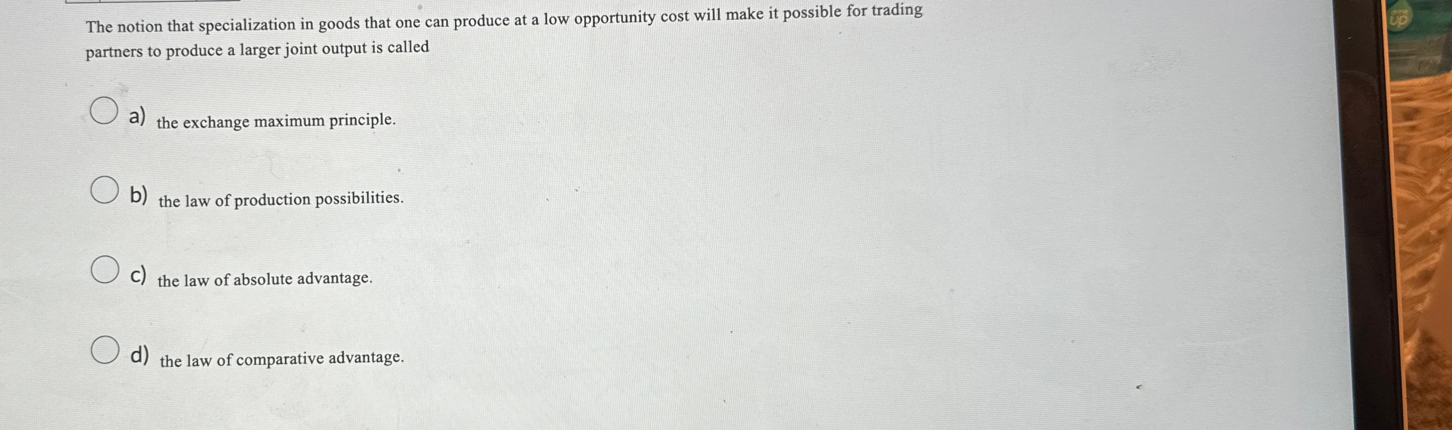 Solved The notion that specialization in goods that one can | Chegg.com