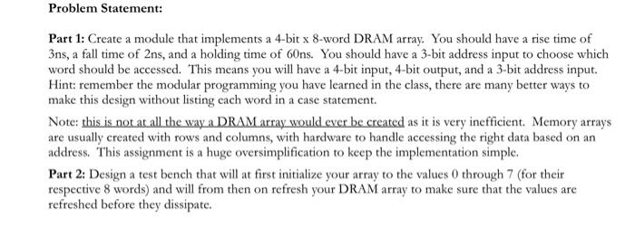 Solved Problem Statement: Part 1: Create a module that | Chegg.com