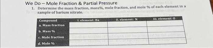 Solved Ne Do - Mole Fraction \& Partial Pressure 1. | Chegg.com
