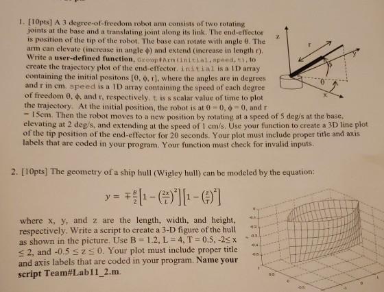 Solved 1. [10pts) A 3 degree of freedom robot arm consists | Chegg.com