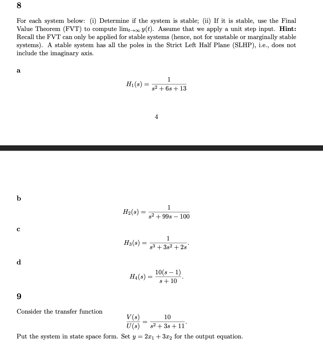 Solved For each system below: (i) ﻿Determine if the system | Chegg.com