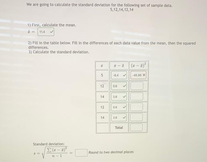 Solved We are going to calculate the standard deviation for | Chegg.com