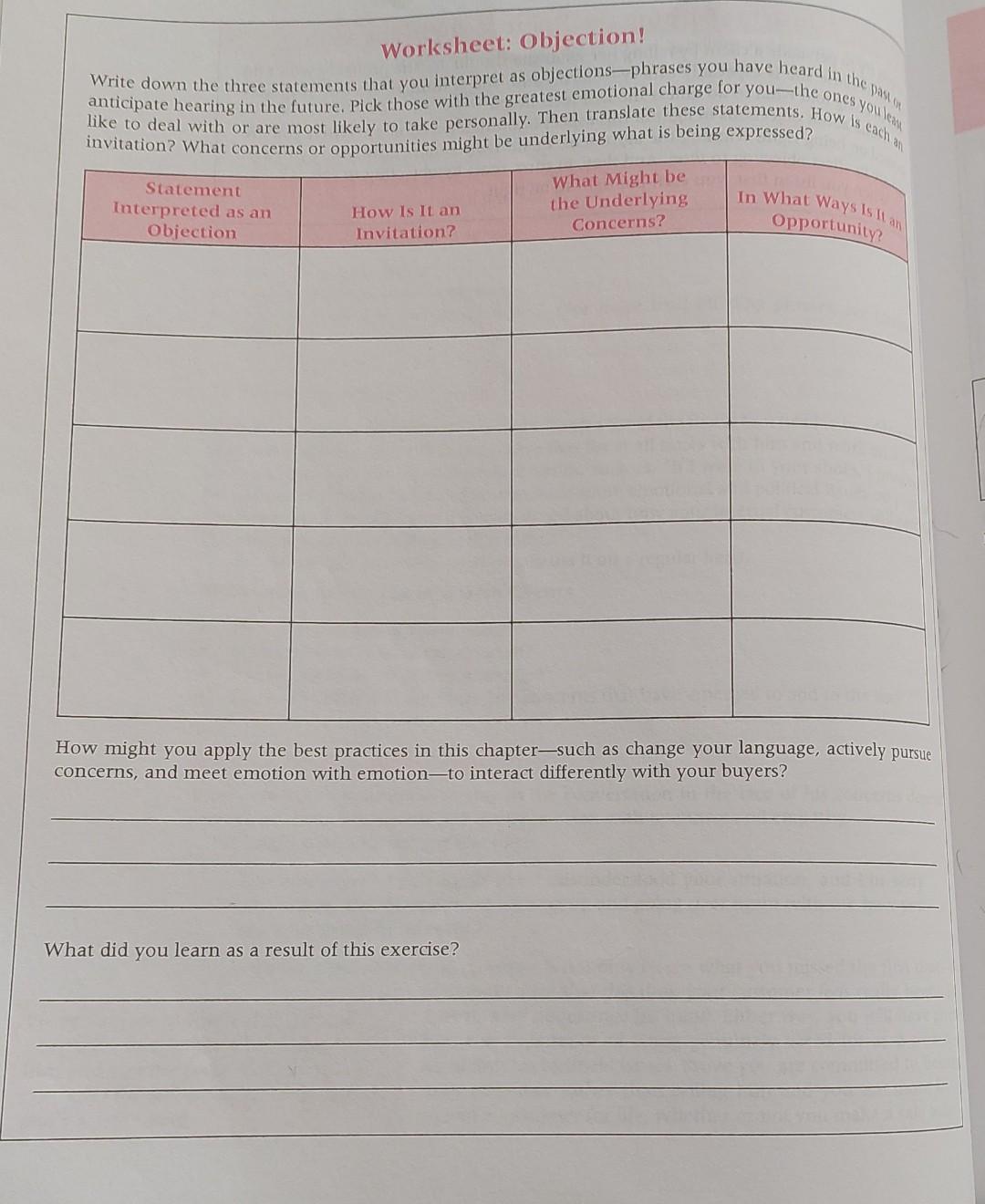Solved Worksheet: Objection! Write down the three statements | Chegg.com