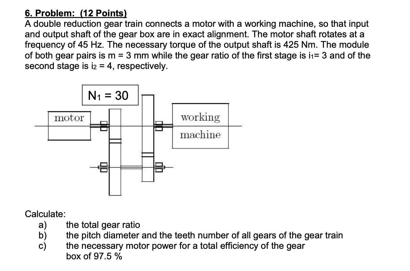 Solved Problem: (12 ﻿Points)A double reduction gear train | Chegg.com