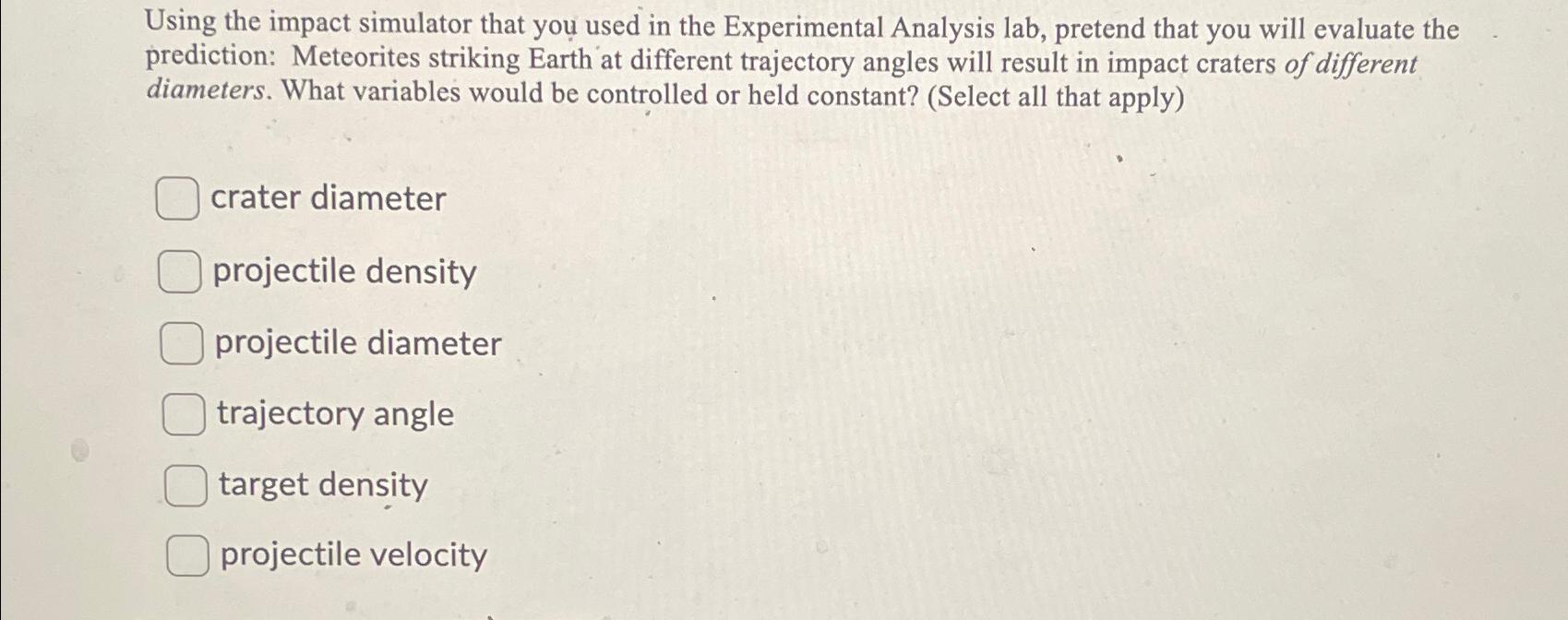 Solved Using the impact simulator that you used in the | Chegg.com