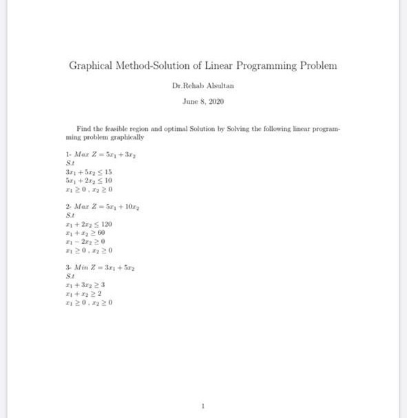 Solved Graphical Method-Solution of Linear Programming | Chegg.com