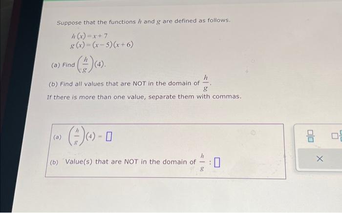 Solved Suppose that the functions h and g are defined as | Chegg.com