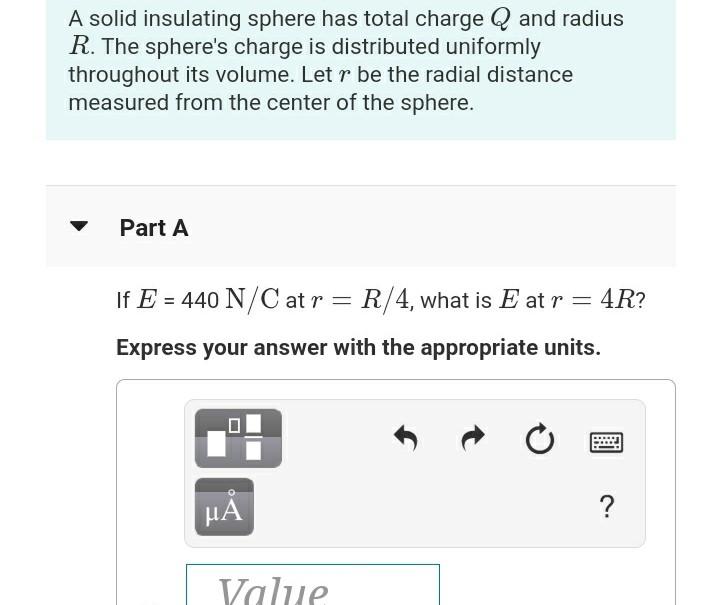 Solved A solid insulating sphere has total charge QQ and | Chegg.com