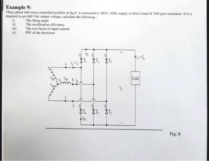 Solved Example 9: Three-phase full-wave controlled rectifier | Chegg.com