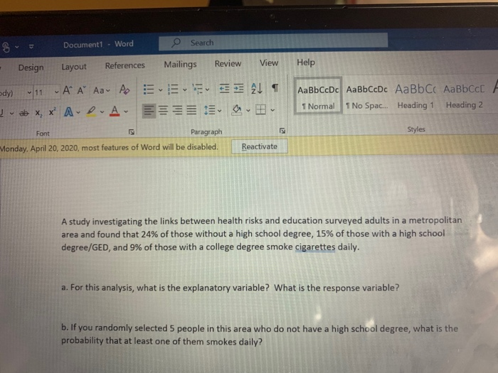 Solved Search Mailings Review View Help But Document 1 - | Chegg.com