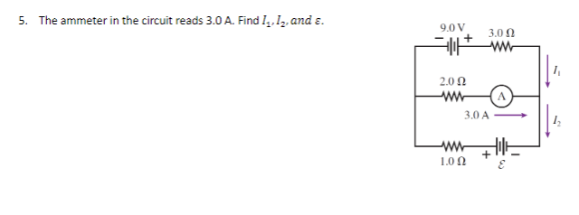 Solved The ammeter in the circuit reads 3.0A. ﻿Find I1,I2, | Chegg.com