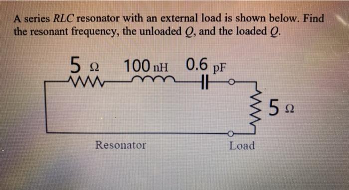 Solved A series RLC resonator with an external load is shown | Chegg.com