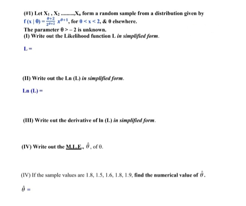 Solved (#1) ﻿Let x1,x2dots....,xn ﻿form a random sample from | Chegg.com