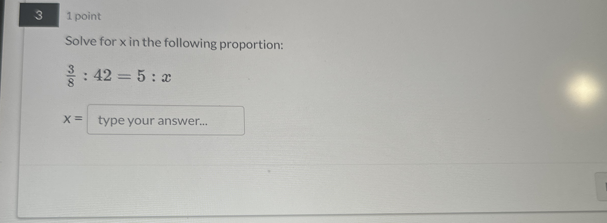 Solved 1 ﻿pointSolve for x ﻿in the following | Chegg.com