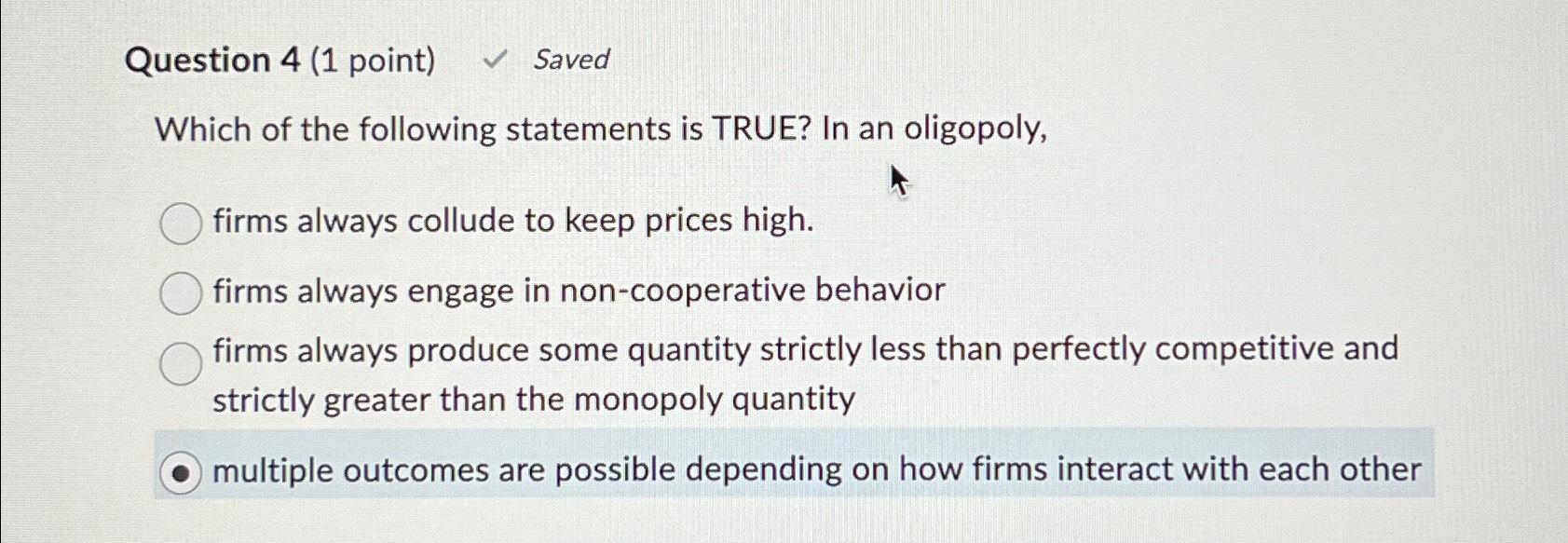 Solved Question 4 (1 ﻿point) ﻿SavedWhich of the following | Chegg.com