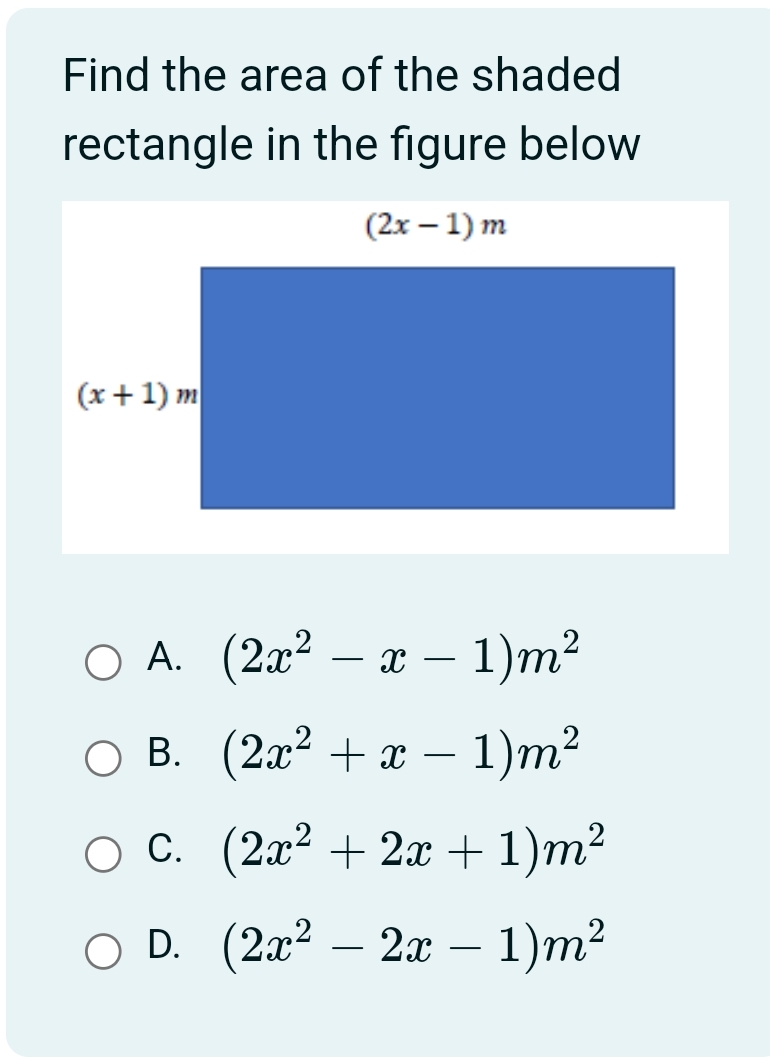 Solved Find the area of the shaded rectangle in the figure | Chegg.com