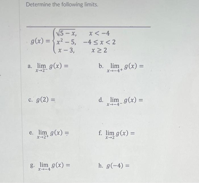 Solved Determine the following limits. | Chegg.com