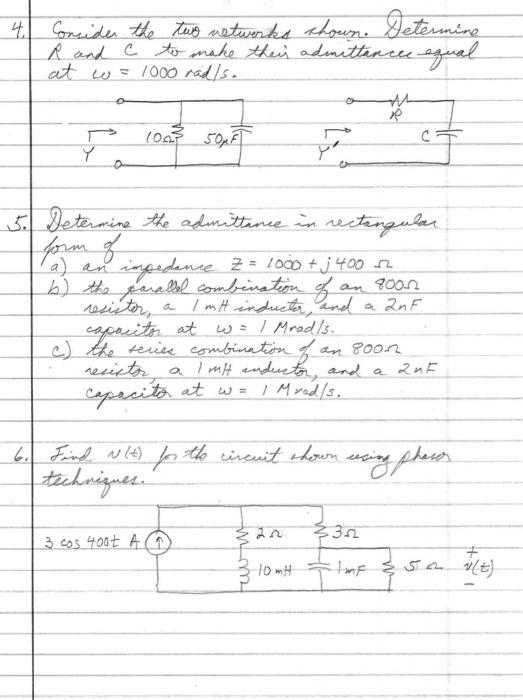Solved 4. Consider the two networks shown. Determine R and c | Chegg.com