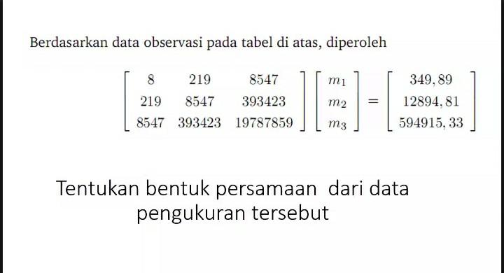 Solved Determine the equation of the data by finding m1 m2 | Chegg.com