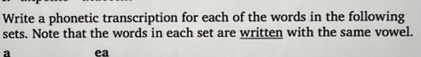 Solved Write a phonetic transcription for each of the words | Chegg.com