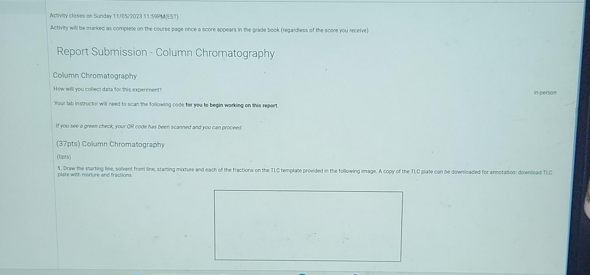 Separated column fractions Distance, Rf, and identity | Chegg.com