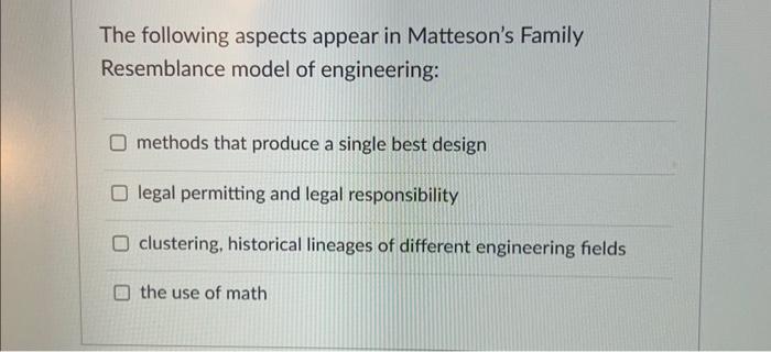 the following aspects appears in mattessons family | Chegg.com