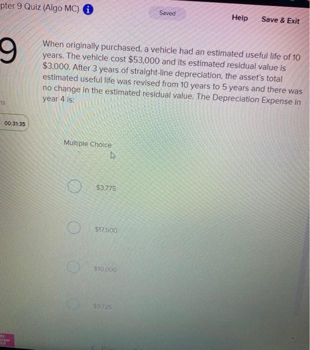 Solved pter 9 Quiz (Algo MC) 0 Saved Help Save & Exit 9 When | Chegg.com Solved pter 9 Quiz (Algo MC) 0 Saved Help Save & Exit 9 When | Chegg.com