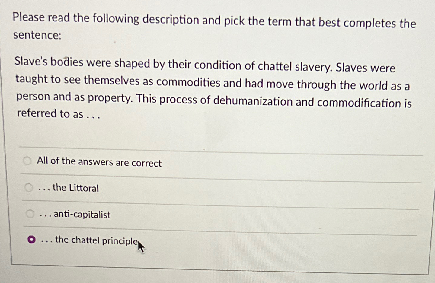 Solved Please read the following description and pick the | Chegg.com
