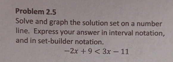 Solved Problem 2.5Solve and graph the solution set on a | Chegg.com