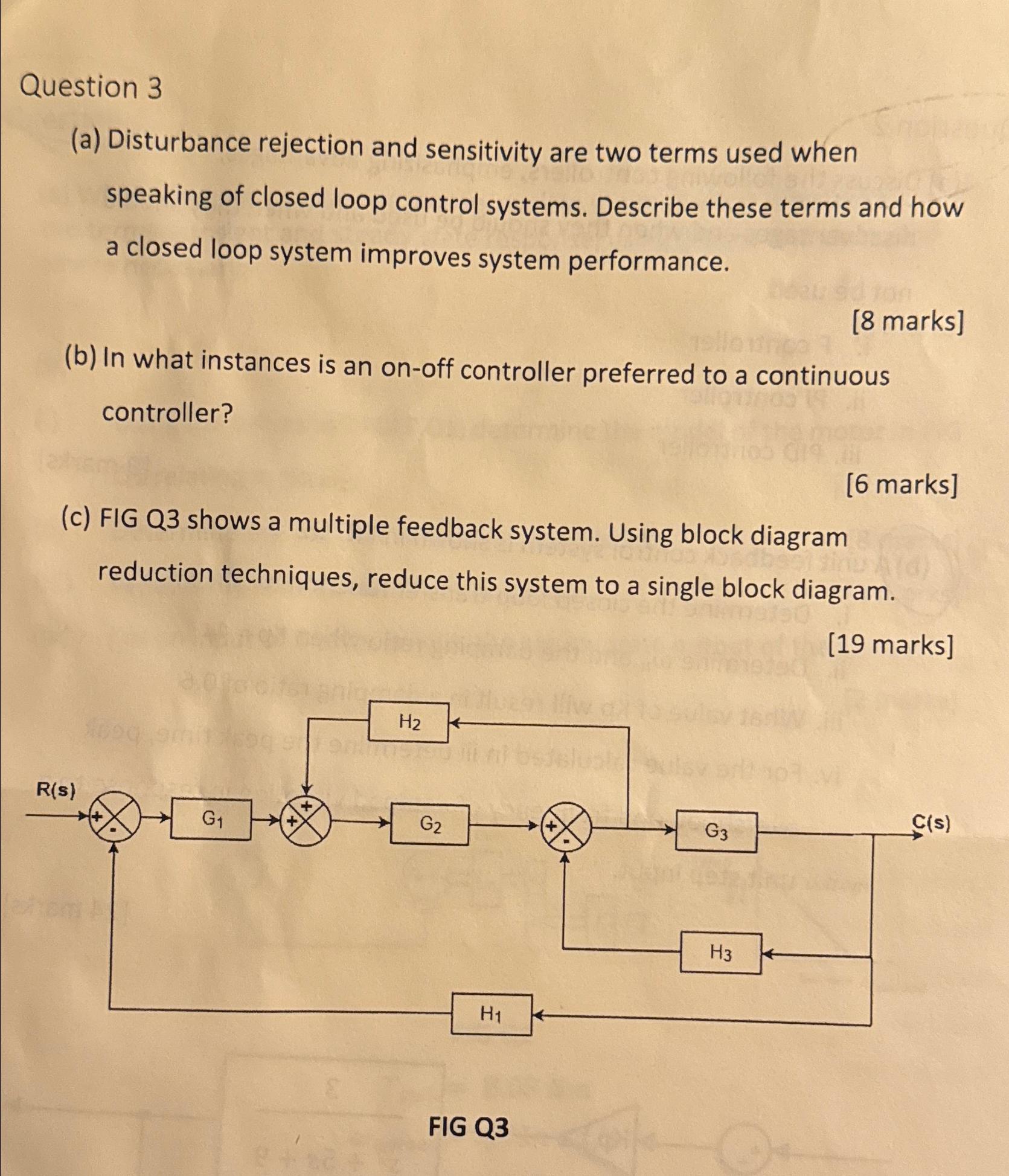 Solved Question 3(a) ﻿Disturbance rejection and sensitivity | Chegg.com