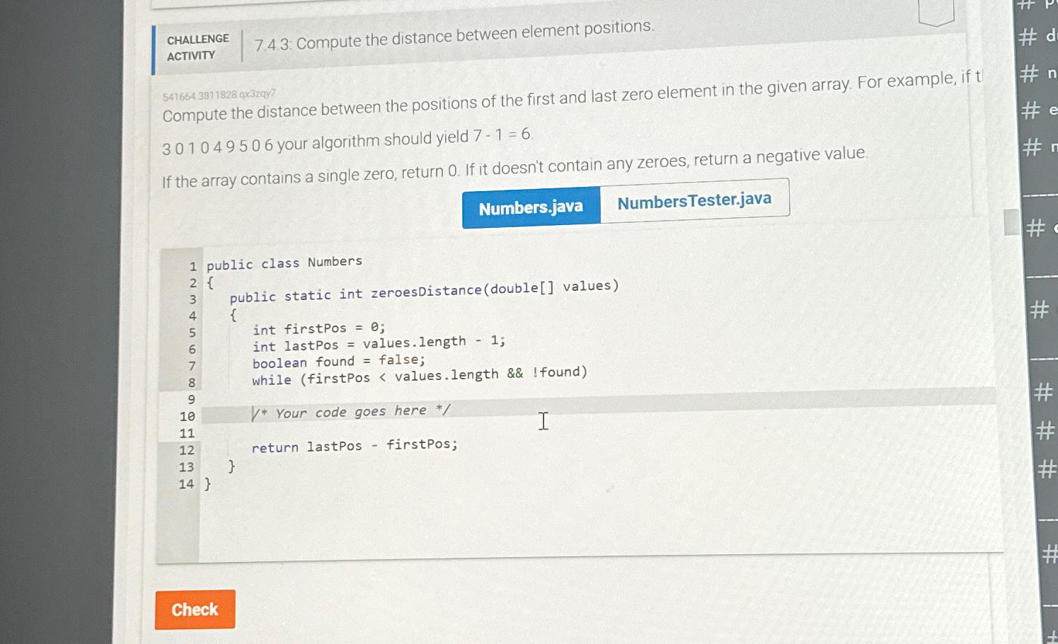 Solved CHALLENGE7.4.3: Compute the distance between element | Chegg.com