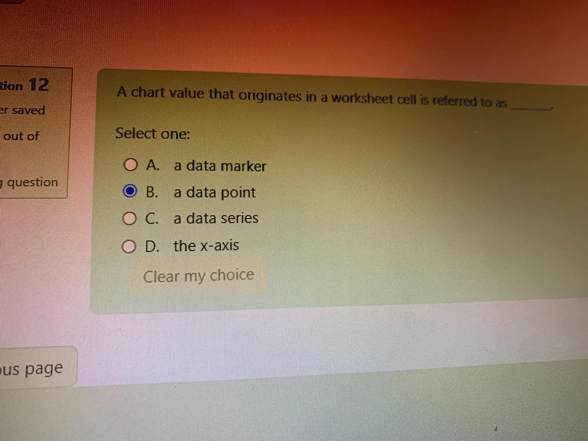 Solved A chart value that originates in a worksheet cell is | Chegg.com