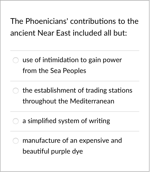 The Phoenicians' contributions to theancient Near | Chegg.com