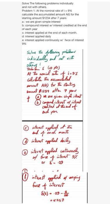 Solved Solve The following problems individually and not | Chegg.com