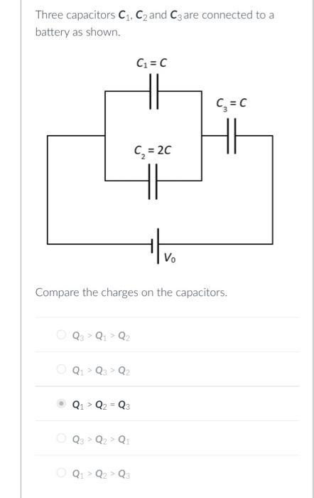 Solved Three capacitors C1,C2 and C3 are connected to a | Chegg.com
