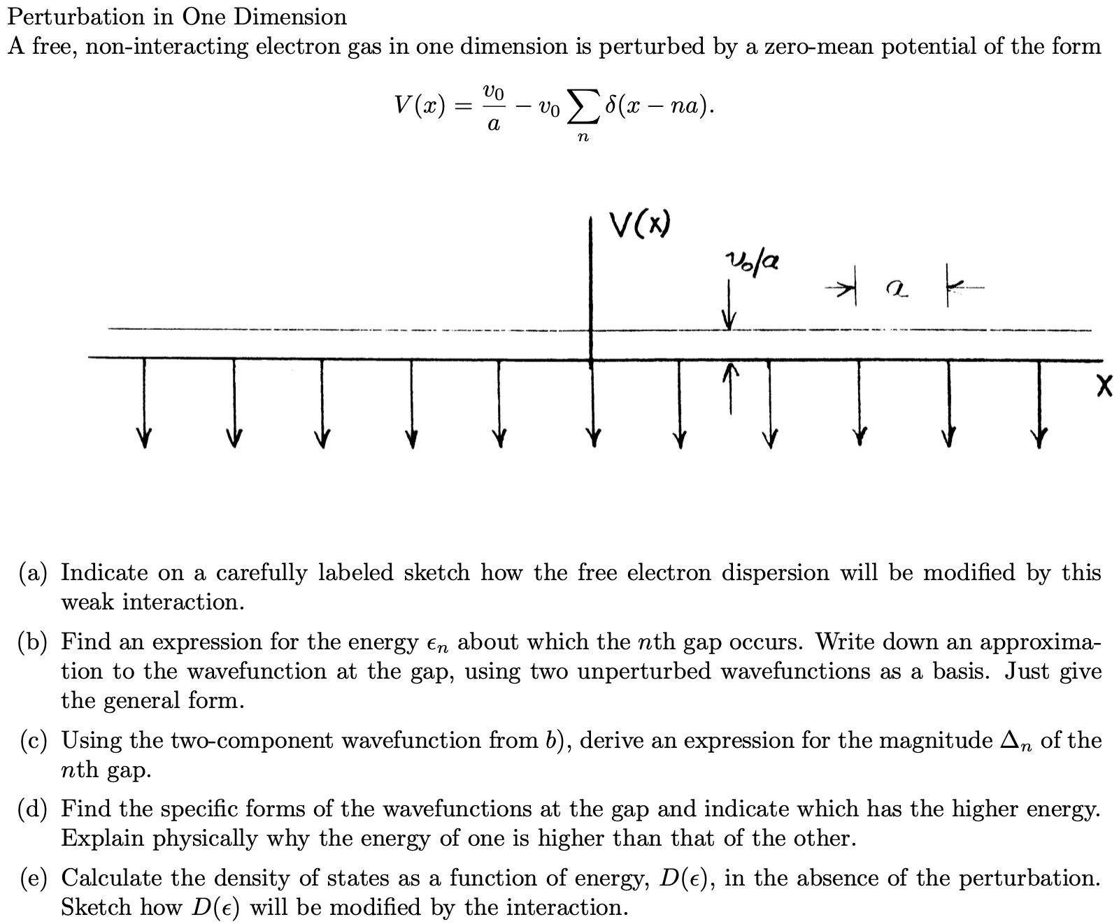Solved Perturbation in One Dimension A free, non-interacting | Chegg.com