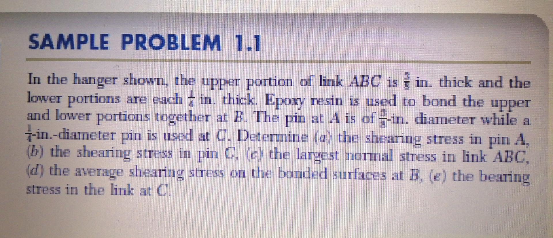 Solved SAMPLE PROBLEM 1.1 In the hanger shown, the upper | Chegg.com