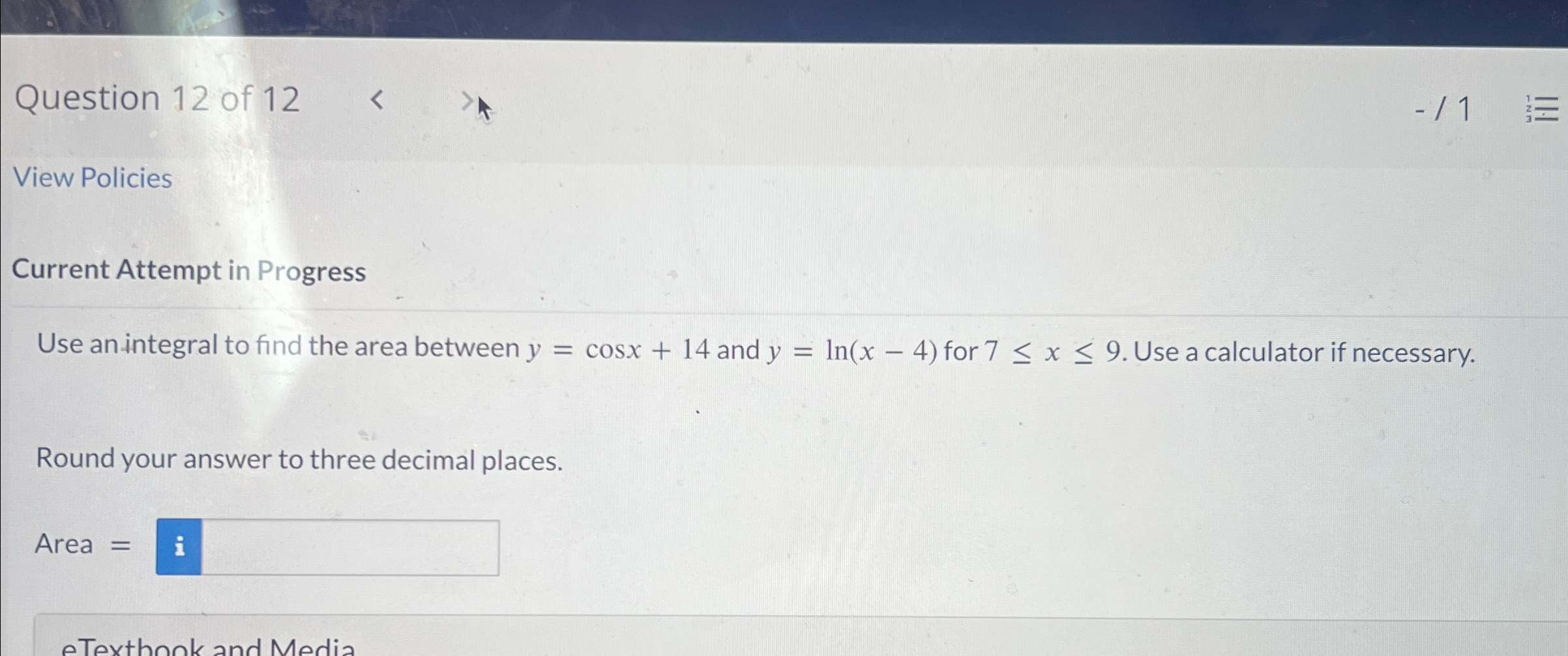 Solved Question 12 ﻿of 12View PoliciesCurrent Attempt in | Chegg.com