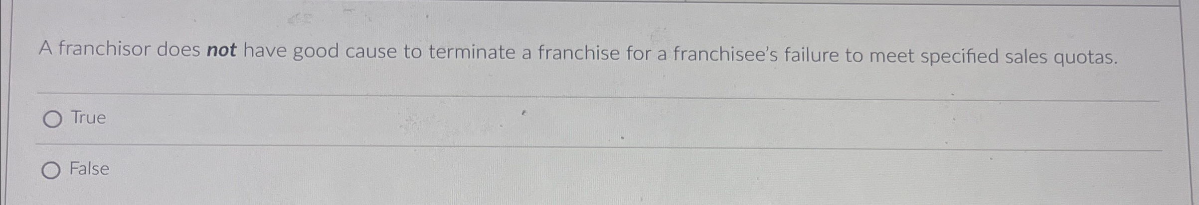 Solved A franchisor does not have good cause to terminate a | Chegg.com