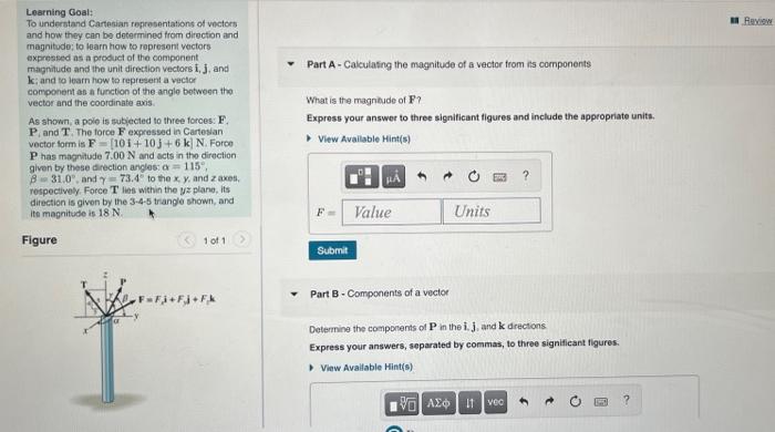 Solved What are the Cartesian components of force T? | Chegg.com