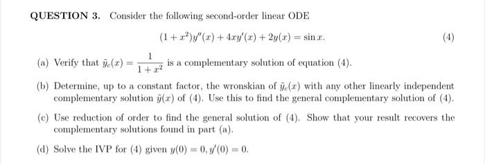 Solved QUESTION 3. Consider the following second-order | Chegg.com