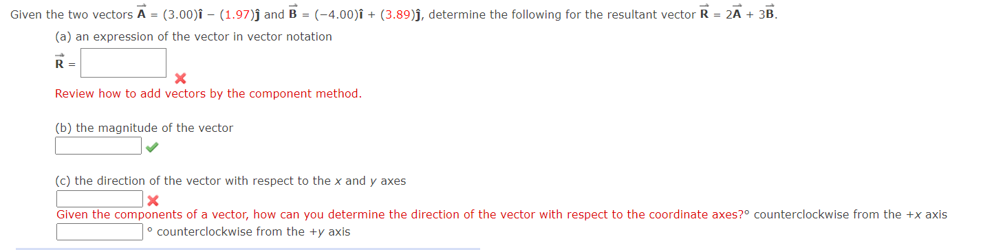Solved Given the two vectors | Chegg.com