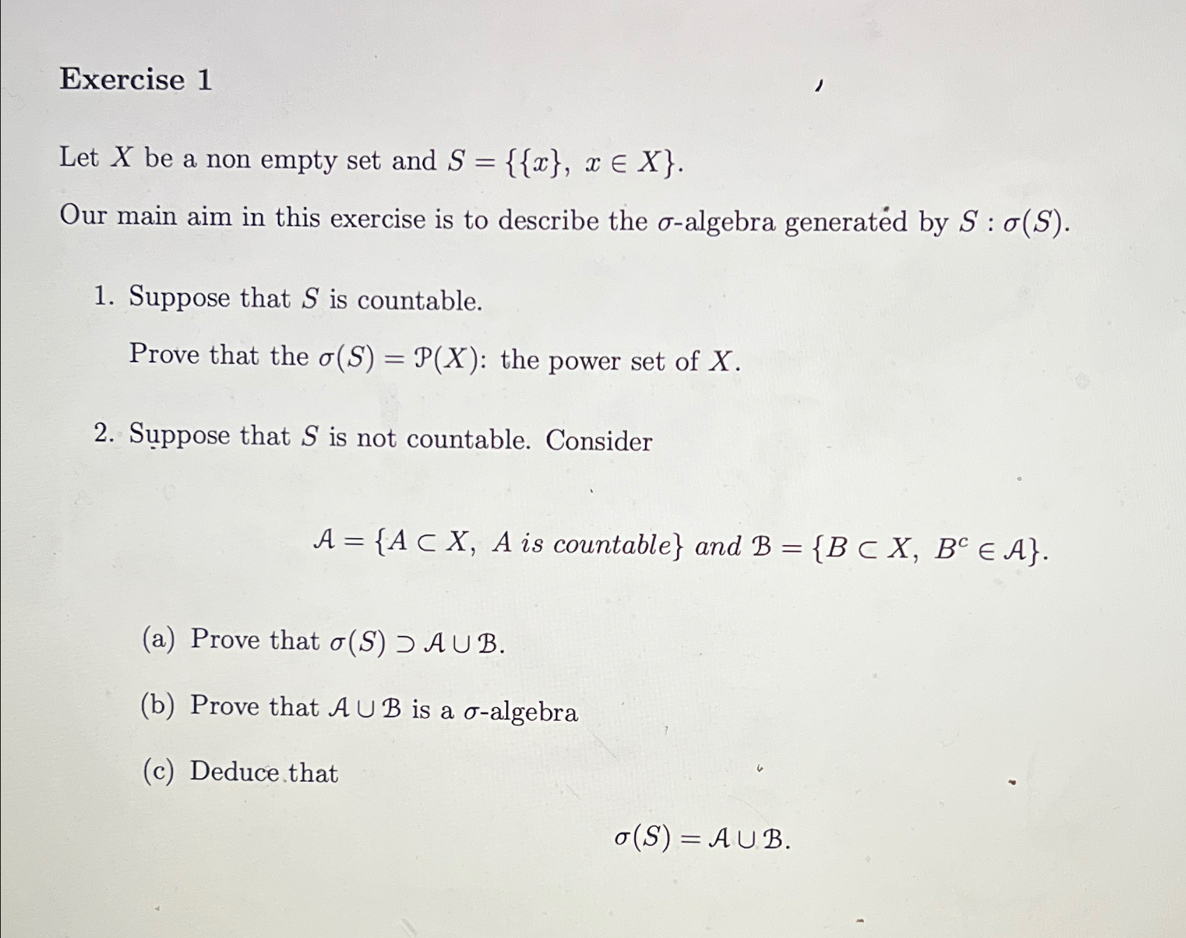 Solved Exercise 1Let x ﻿be a non empty set and | Chegg.com
